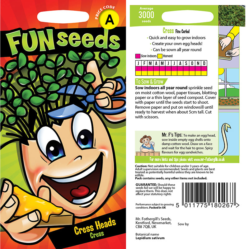 Fun Cress Heads from Mr Fothergills Seeds and Plants | USA