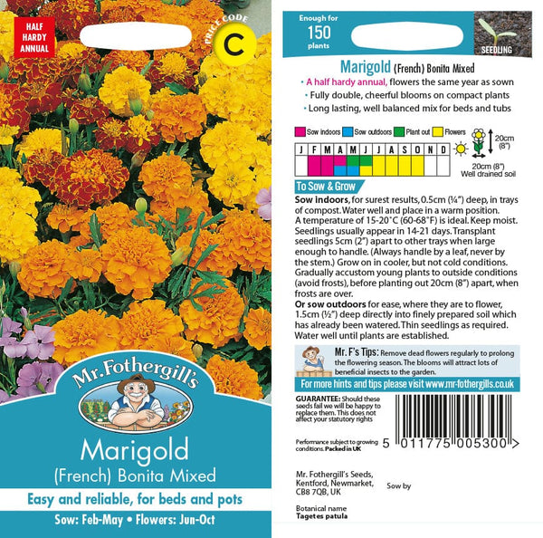 Marigold (French) Bonita Mixed Seeds from Mr Fothergill's Seeds and ...
